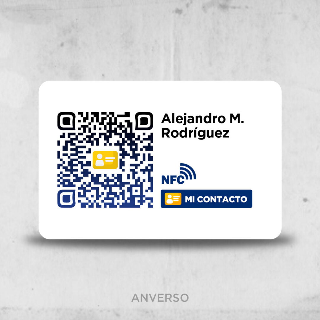 Tarjeta de Presentación Digital Estándar NFC QR y Nombre Impreso - mi-contacto.com